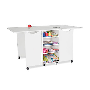 Arrow Sewing Sewing Furniture Kookaburra Cutting Table, Model K3451, Cutting, Quilting, Art and Crafting Table with Storage, Ash White Finish