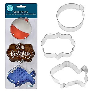 R & M International Gone Fishing Cookie Cutter, One Size, Silver