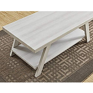 Roundhill Furniture Athens Contemporary Wood Shelf Coffee Table, White