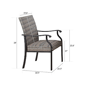 PATIO TREE 2 PCS Patio Dining Chairs Outdoor Quick Dry Foam Padded Rattan Chairs