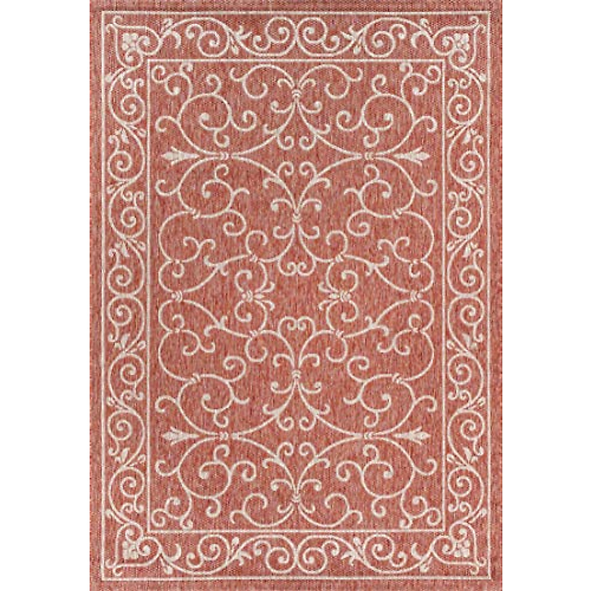 JONATHAN Y SMB106B-3 Charleston Vintage Filigree Textured Weave Indoor/Outdoor Red/Beige 3 ft. x 5 ft. Area-Rug, Classic,Easy-Cleaning,HighTraffic,LivingRoom,Backyard, Non Shedding