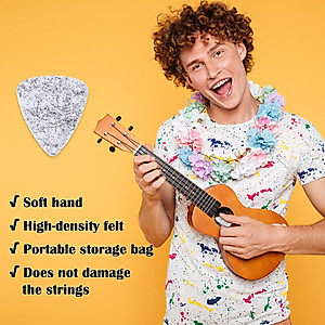 Maasechs 20 Pcs Ukulele Felt Picks Multicolored Felt Picks Accessories Cute Ukulele Picks Assorted Felt Thumb Picks with Holder Case for Guitar Bass Music Instruments (Classic)
