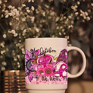 UV DTF Cup Wrap for Glass 16oz, 5 Sheetes uvdtf Breast Cancer Awareness Transfers Stickers Cup Decals, Rub on Transfers Glass Cup Stickers for Tumbles Crafts, Permanent Adhesive, No Heat Needed