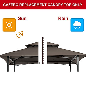 8' x 5' Grill Shelter Patio Gazebo Replacement Canopy Top,Double Tiered Roof,Outdoor BBQ Roof Cover,UV Protection & Water-Repellent & Fire Retardan-Grey