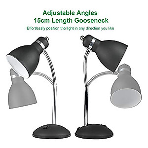 Larsen Thompson Desk Lamp with Flexible Gooseneck, Metal Table Lamp with 4W LED Bulb, Adjustable Eye-Care Reading Lamp for Bedside Reading, Studying, Computer and Hobbies (Sand Black)