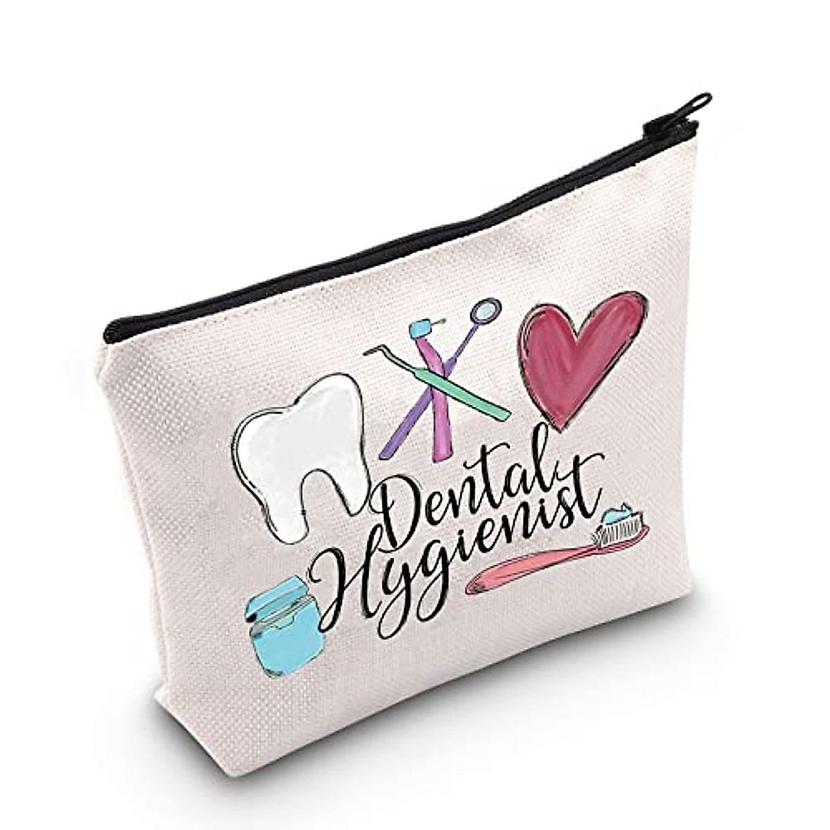 POFULL Dental Hygiene School Student Make Up Bag Dental Assistant Gift Dental Graduation Zipper Pouch Bag RDH Gift (Dental Hygienist bag)