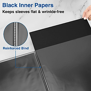 Sooez Art Portfolios 11"x17", Large Portfolio Folder with 30 Pockets & Black Inner Sheets, Display 60 Pages, 11 x 17 Presentation Book for Artwork Storage, Binder with Plastic Sleeves for Artist