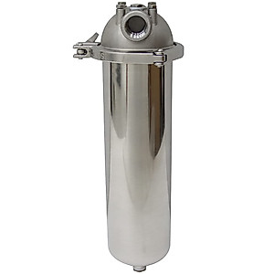 INTBUYING 304 Stainless Steel 10KG High Pressure Water Filter Housing for 10’’L cartridges Filter,3/4in NPT Inlet and Outlet with Bracket and Drain Valve Heavy Duty Water Filter System