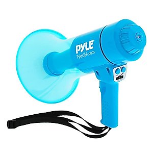 Pyle Compact and Portable Mega Phone Speaker - 40W Waterproof Bullhorn with Alarm Siren, Adjustable Volume, LED Flashlight, and AA Battery Power - Indoor/Outdoor Use for Cheering at Football Games