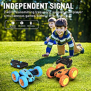 Remote Control Car, Lotmey RC Cars with Double Sided 360° Flips, RC Stunt Car with USB Charging Without Removing The Battery, 4WD Off Road Remote Control Car for Boys 4-7,8-12