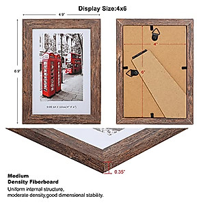 4x6 Picture Frames Set of 10, Wooden Picture Frame Set with Display Box, Rustic Style Antique Brown Wood Grain Photo Frame Suitable For Desktop Display and Wall Decoration.