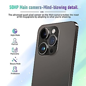 fuxinya Unlocked Cell Phones 2023 Android 13 Smartphone with Dynamic Island 8GB+128GB 8-Core Mobile Phones 6.54" HD Screen 50MP+13MP Camera 5000 mAh Long Battery Cellphone with 4G Dual SIM - Black