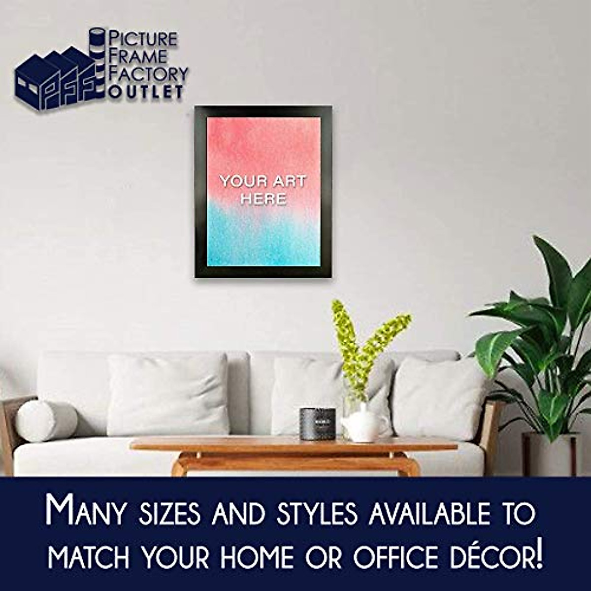 PictureFrameFactoryOutlet | 24x36 Picture Frame | 1.25" Black Mounding | Plexi Glass and Hanging Hardware Included