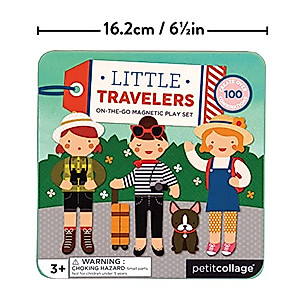 Petit Collage Magnetic Play Set, Little Travelers – Mix & Match Magnetic Game Board, Ideal for Ages 3+ – includes 2 Magnetic Scenes and over 25 Magnet Pieces, Ideal Travel Activity for Kids