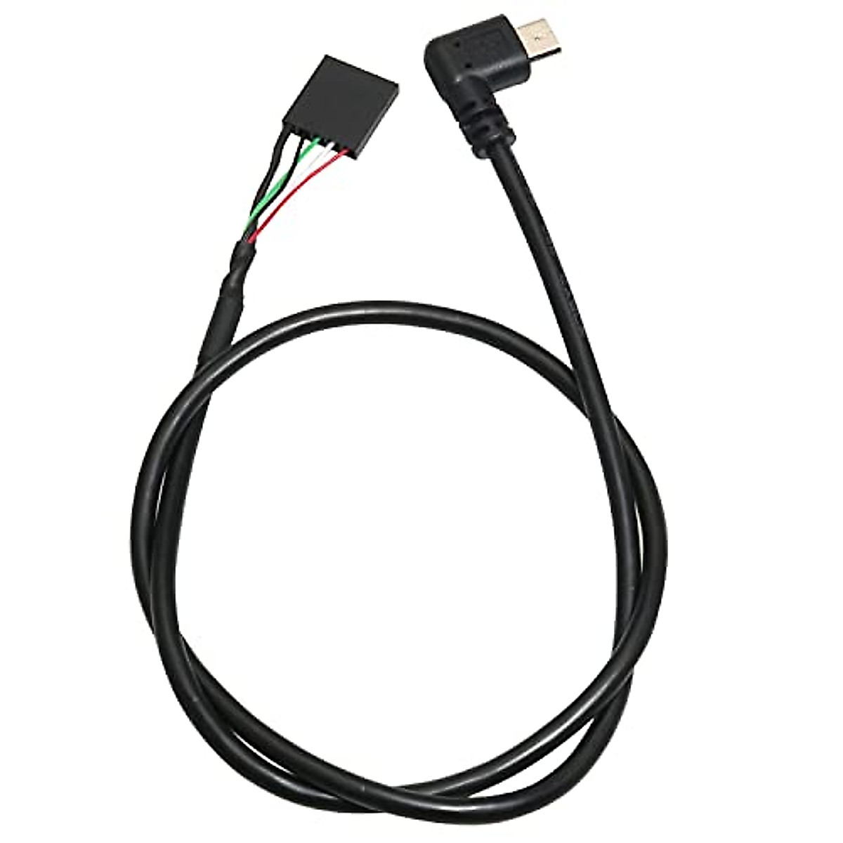 BAIRONG 90 Degree Right Angle Micro USB Male to 5 Pin Motherboard Female Adapter Extended Cable 50CM, Black