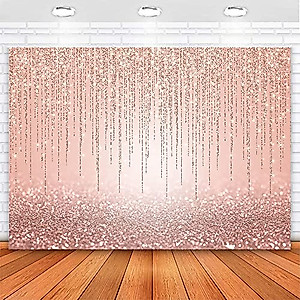 Avezano Rose Gold Glitter Backdrop Rose Gold Sweet Pink Birthday Party Background for Women Girls Vinyl Rose Gold Birthday Baby Shower Banner Kids Portraits Photo Props