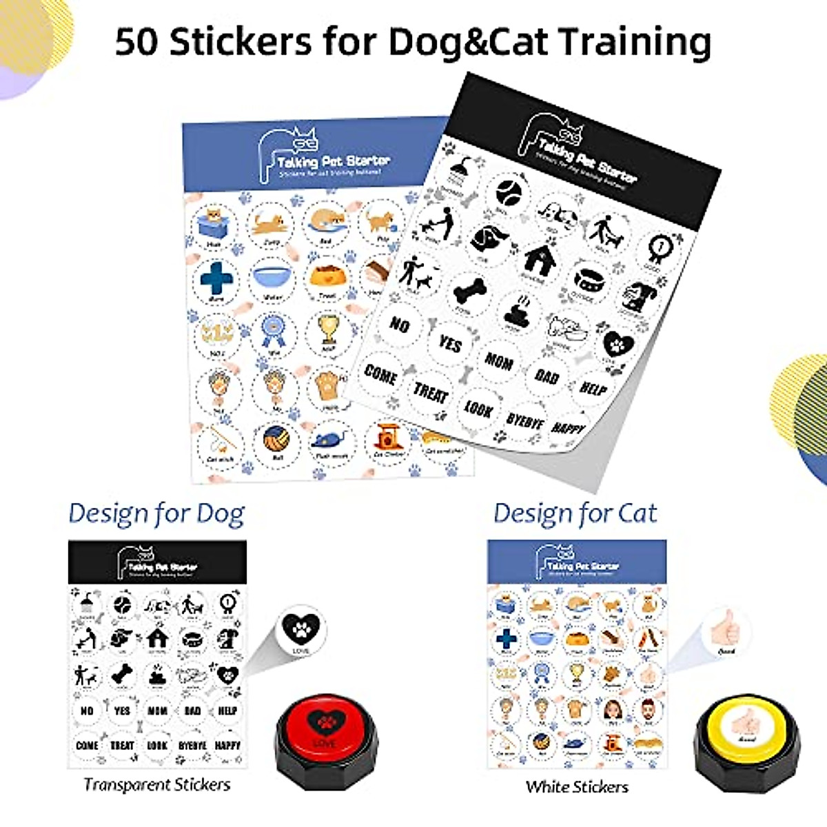 RIBOSY Soundboard, 8 Recordable Buttons with 4 Mats, 50 Stickers, Dog Buttons for Communication - Record& Playback Your Own Voice to Train Your Dog Voice What They Want