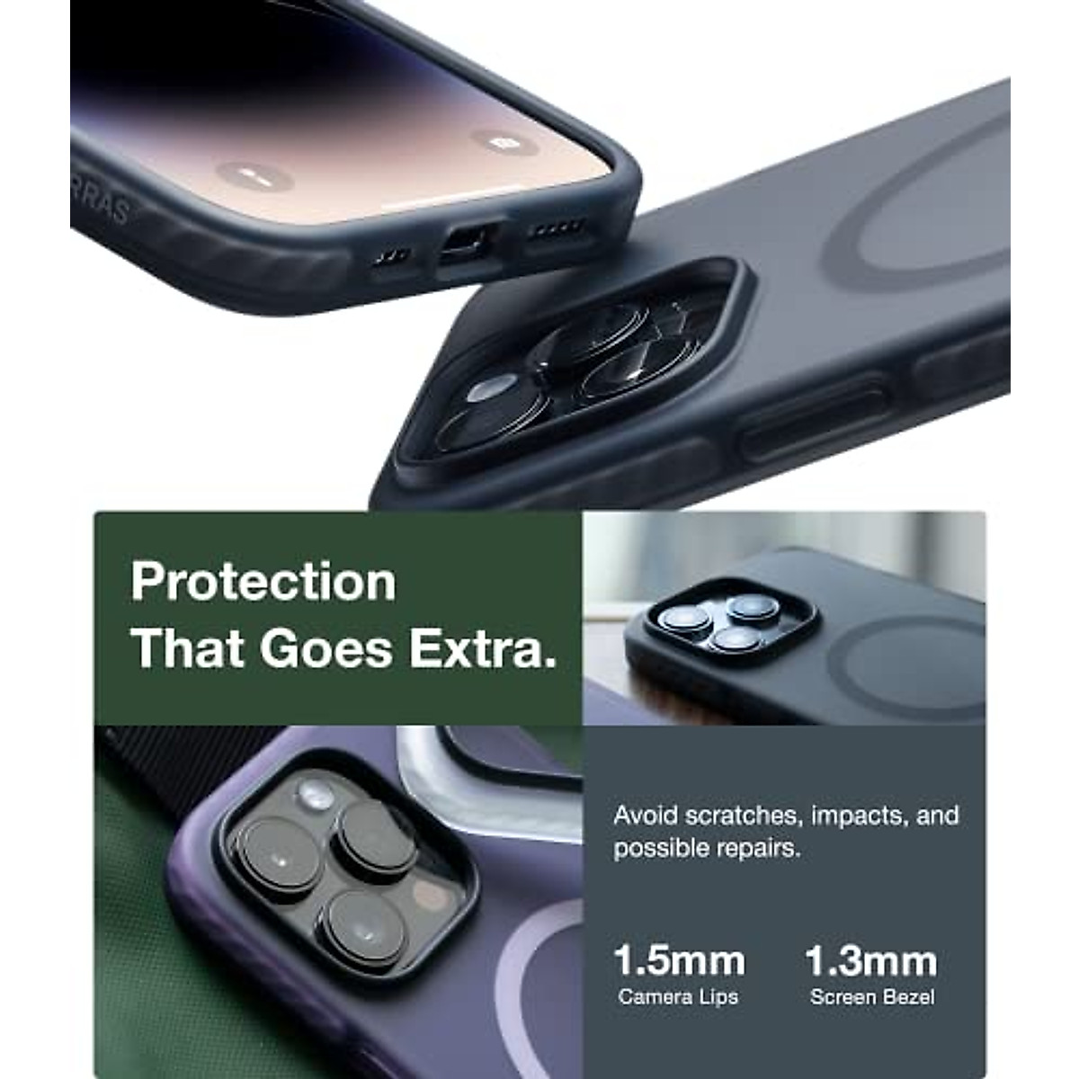 TORRAS Upgraded Matte Case for iPhone 14 Pro Case,[12FT Military Grade Protection][Compatible with MagSafe] Slim Sleek Touch Translucent Phone Cover, Matte Black