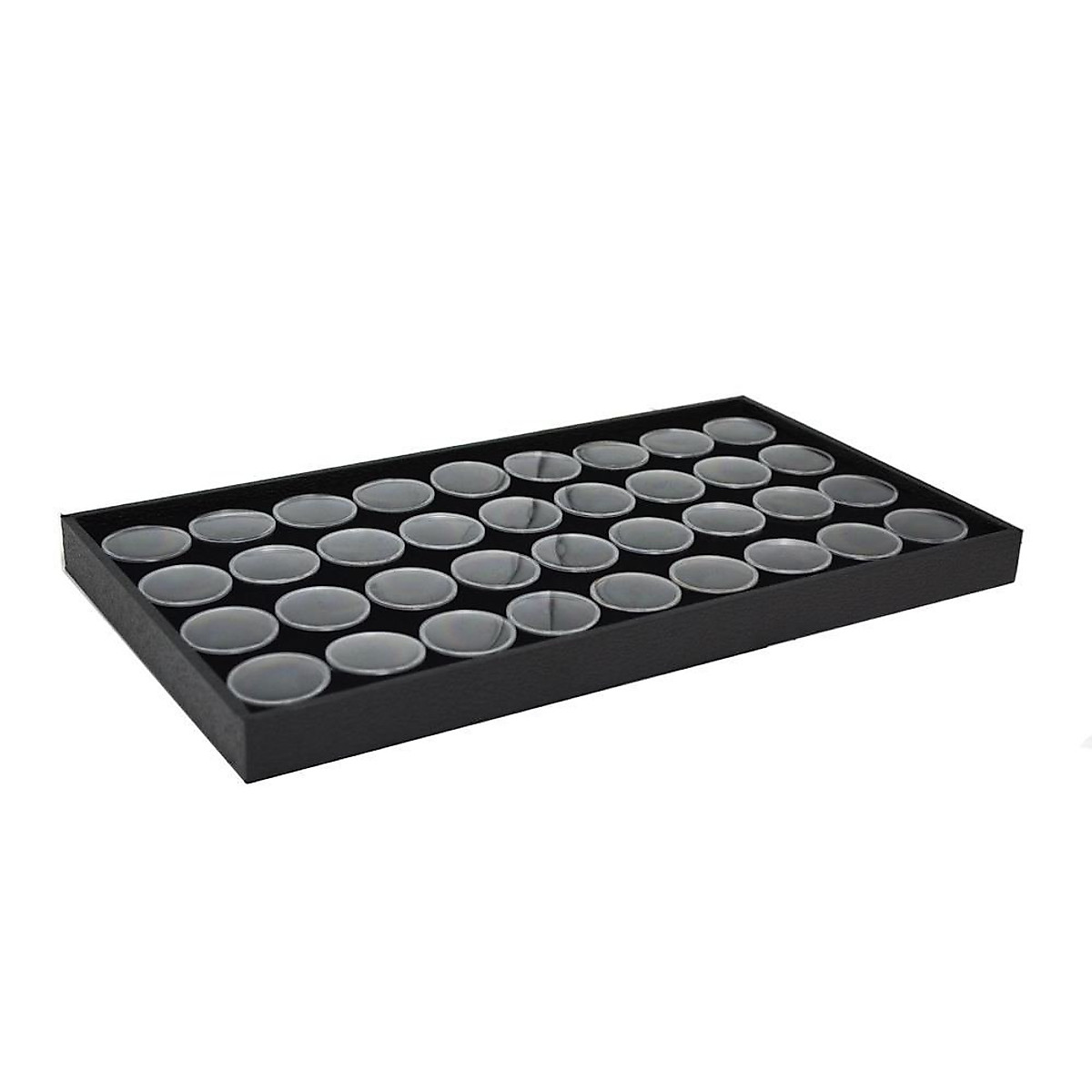 Black Foam with 36 Acrylic Gem Jar Holders Tray Liner