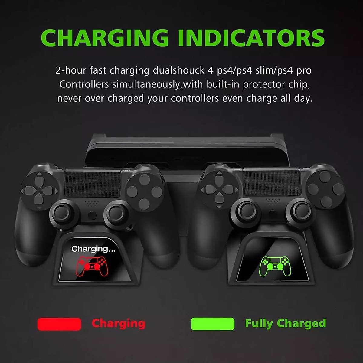 navor Multifunctional Cooling Stand Compatible with PS4/ PS4 Slim/ PS4 Pro, Vertical Cooler Fan and Controller Charging Station with LED Indicators, Dock Stand with 12 Pieces Games Storage