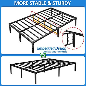 FUIOBYVV Full Size Bed Frame, 14 Inch Heavy Duty Metal Platform Bed Frame Full Support Up to 3500 lbs, No Box Spring Needed/No Shaking/Steel Slat Support/Noise Free/Easy Assembly
