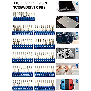 STREBITO Precision Screwdriver Sets 124 in 1 Magnetic Repair Kit with 110 Bits Electronics Tool Kit for Computer, PC, iPhone, Laptop, Cell Phone, MacBook, PS4, Nintendo, Xbox, Game Controller(Blue)
