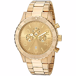 Invicta Men's 1270 Specialty Chronograph Gold Dial 18k Gold Ion-Plated Stainless Steel Watch