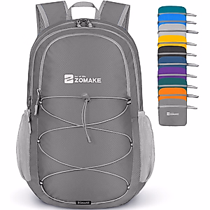 ZOMAKE 28L Packable Backpack:Lightweight Hiking Backpacks - Foldable Water Resistant Back Pack for Travel Camping Outdoor Hiking Day Pack (Medium grey)