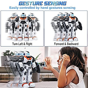 Remote Control Robot Toys for Kids, RC Robot Toy with Dancing/Shooting, Rechargeable Programmable with 2.4GHz Intelligent Gesture Sensing Smart Robot Gift Toy for 3 4 5 6 7 8+ Year Old Kids Boys Girls