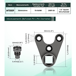Trim/Tilt Pin Wrench MT0009-35mm x 6mm for Showa Yamaha Suzuki Honda Johnson Evinrude Outboards Remove Hydraulic Cylinders Trim/Tilt Caps
