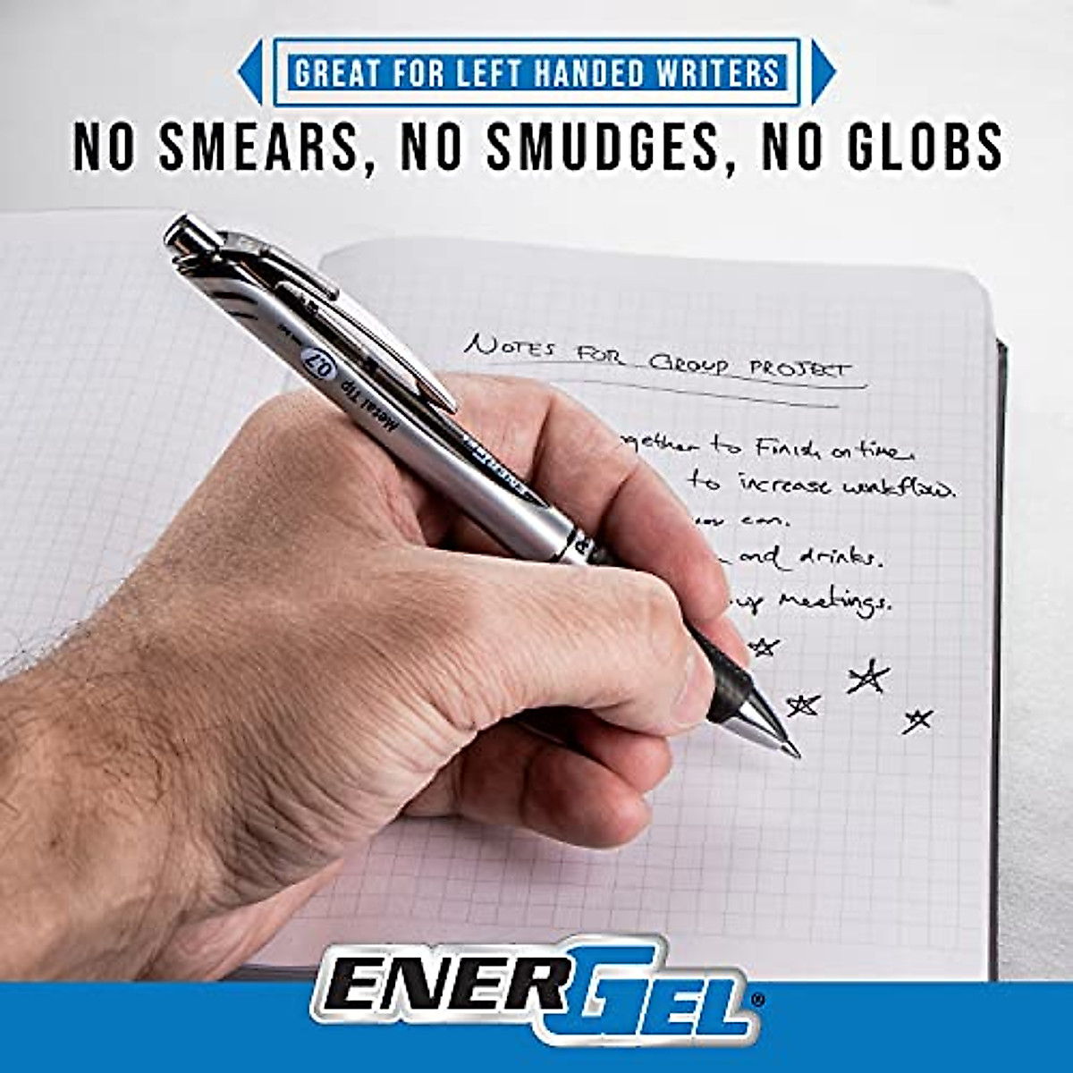 Pentel EnerGel Deluxe RTX Retractable Liquid Gel Pen, Medium Line, Needle Tip, Violet Ink, Box of 12 (BLN77-V)