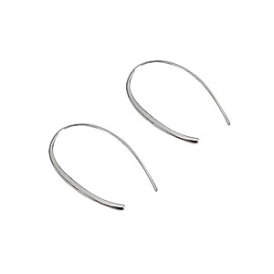 Upside Down Hoop Earrings for Women S925 Sterling Silver Lightweight Open Wire Needle Drop Dangle Threader Earring Hypoallergenic Jewelry Gifts (Sterling Silver)