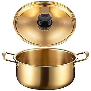 Luxshiny Pots Stainless Steel Gold Pot, Ramen Noodle Pot Korean Ramen Cooking Pot for Noodle Kitchen (18cm) Sauce Pan Sauce Pan Sauce Pan Sauce Pan Sauce Pan Sauce Pan Sauce Pan
