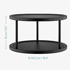 Navaris Two Tier Lazy Susan Storage Rack - Rotating Turntable Organizer for Kitchen Shelf Pantry Cupboard Fridge - Metal Rotating Vertical Spice Rack