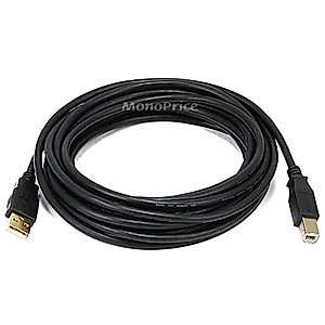 Monoprice 15-Feet USB 2.0 A Male to B Male 28/24AWG Cable (Gold Plated) (105440),Black