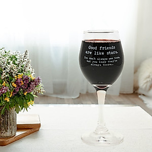Funny Guy Mugs Good Friends Are Like Stars Wine Glass, 11-Ounce - Unique Birthday or Christmas Gift for Women, Mom, Daughter, Wife, Aunt, Sister, Girlfriend, Teacher or Coworker