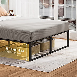 IDEALHOUSE Twin Metal Platform Bed Frame with Sturdy Steel Bed Slats,Mattress Foundation No Box Spring Needed Large Storage Space Easy to Assemble Non-Shaking and Non-Noise Black