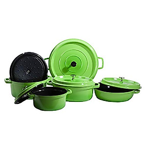 GET Heiss CA-011-G/BK Cast Aluminum Dutch Oven, 2.5 Quart, Round, Green