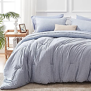 UNILIBRA Bed in a Bag Twin 5 Pieces - Blue Twin Comforter Set Soft for All Seasons - Cationic Dyeing Bedding Comforter Sets with Comforter, Flat Sheet, Fitted Sheet, Pillowcases & Shams