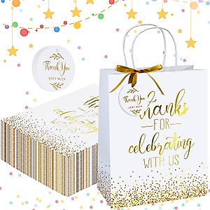 Queekay 36 Pcs Wedding Gift Bags Large Wedding Welcome Bags with 36 Gift Tags Party Favor Bags Bridal Gift Bags Burlap Bags with Handles for Guests Wedding Birthday Baby Shower Party Favors(Classic)