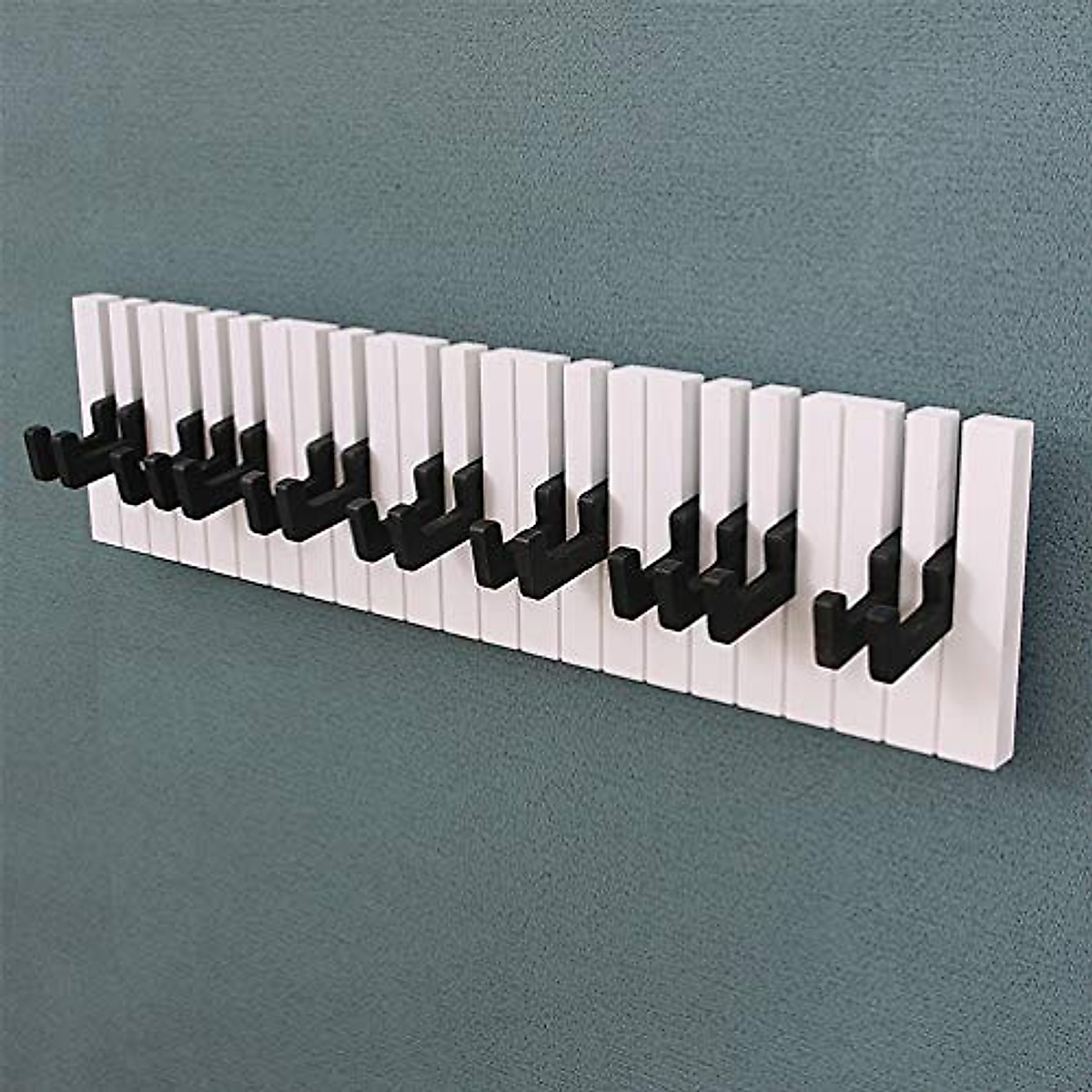 VOSAREA Wall-Mounted Coat Hook,Piano Shape Artistic Coat Rack Heavy Duty Wooden Entry Hanging Coat Hat Clothes Holding Rack 22.8inch