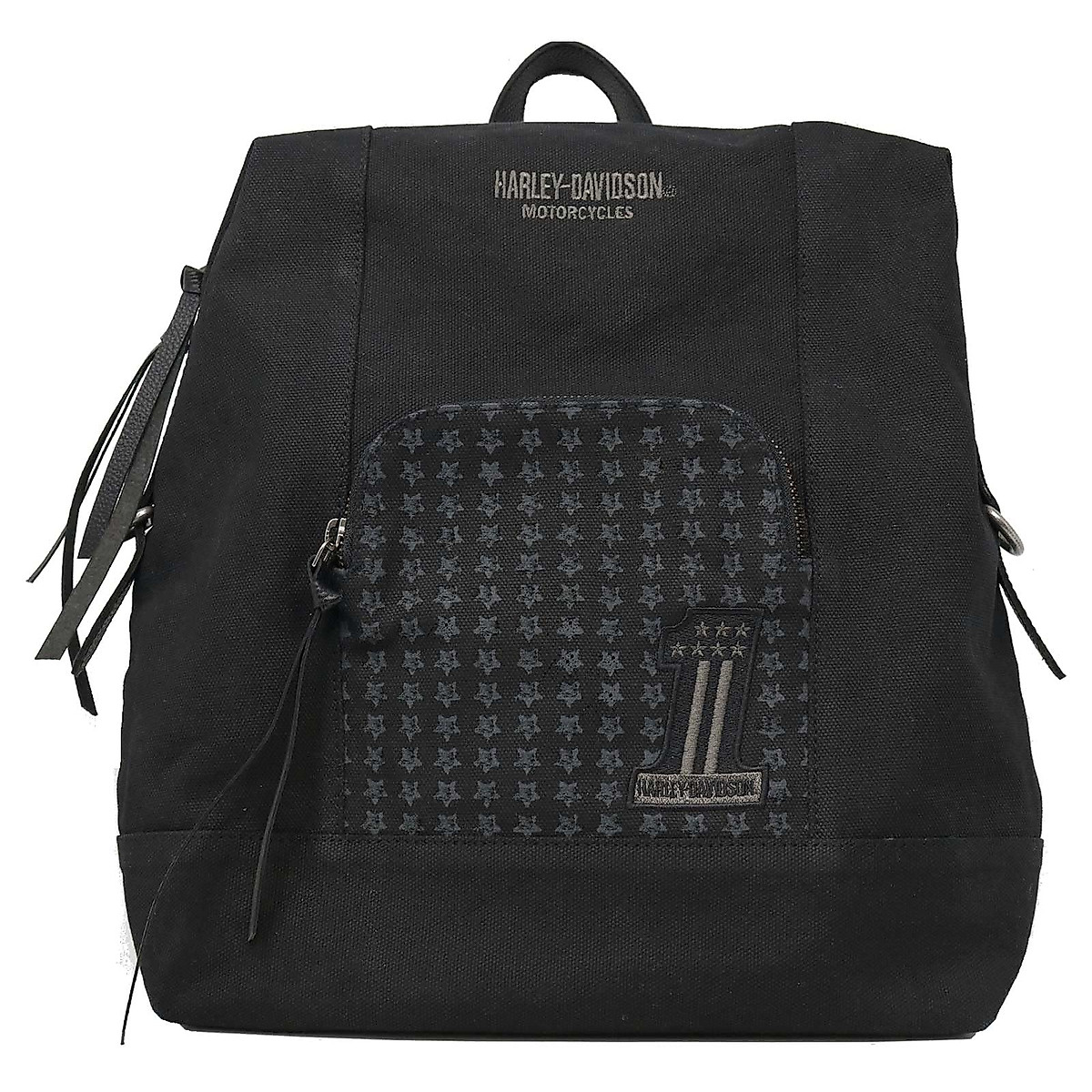 Harley-Davidson Women's Uno Stars Distressed Cotton Denim Backpack - Black