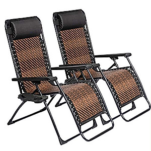 Betterland Zero Gravity Lounge Chair Patio Lawn Recliner Adjustable Outdoor Oversized Zero Gravity Rattan Chair with Pillow & Cup Holder for Poolside, Balcony, Yard or Beach (Brown)