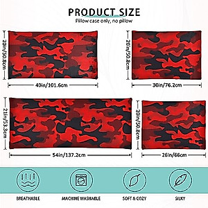 Red Camo Pillow Cases Queen Size Velvet Pillow Covers Super Soft Pillowcase with Zipper for Bed Bedroom Sofa Couch Home Decor