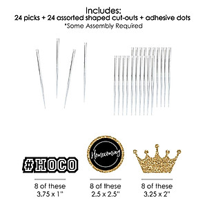 Big Dot of Happiness Hoco Dance - Dessert Cupcake Toppers - Homecoming Clear Treat Picks - Set of 24