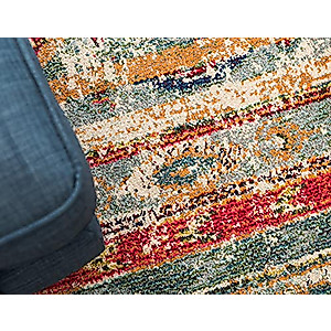Unique Loom Sedona Collection Distressed, Southwester, Over-Dyed, Vintage Area Rug, 9' 0" x 12' 0", Blue/Beige
