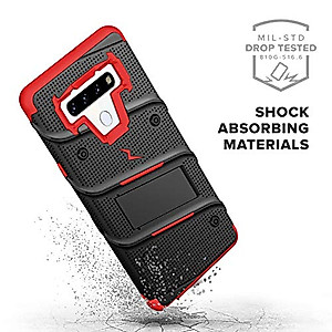 ZIZO Bolt Series for LG Stylo 6 Case with Screen Protector Kickstand Holster Lanyard - Black & Red