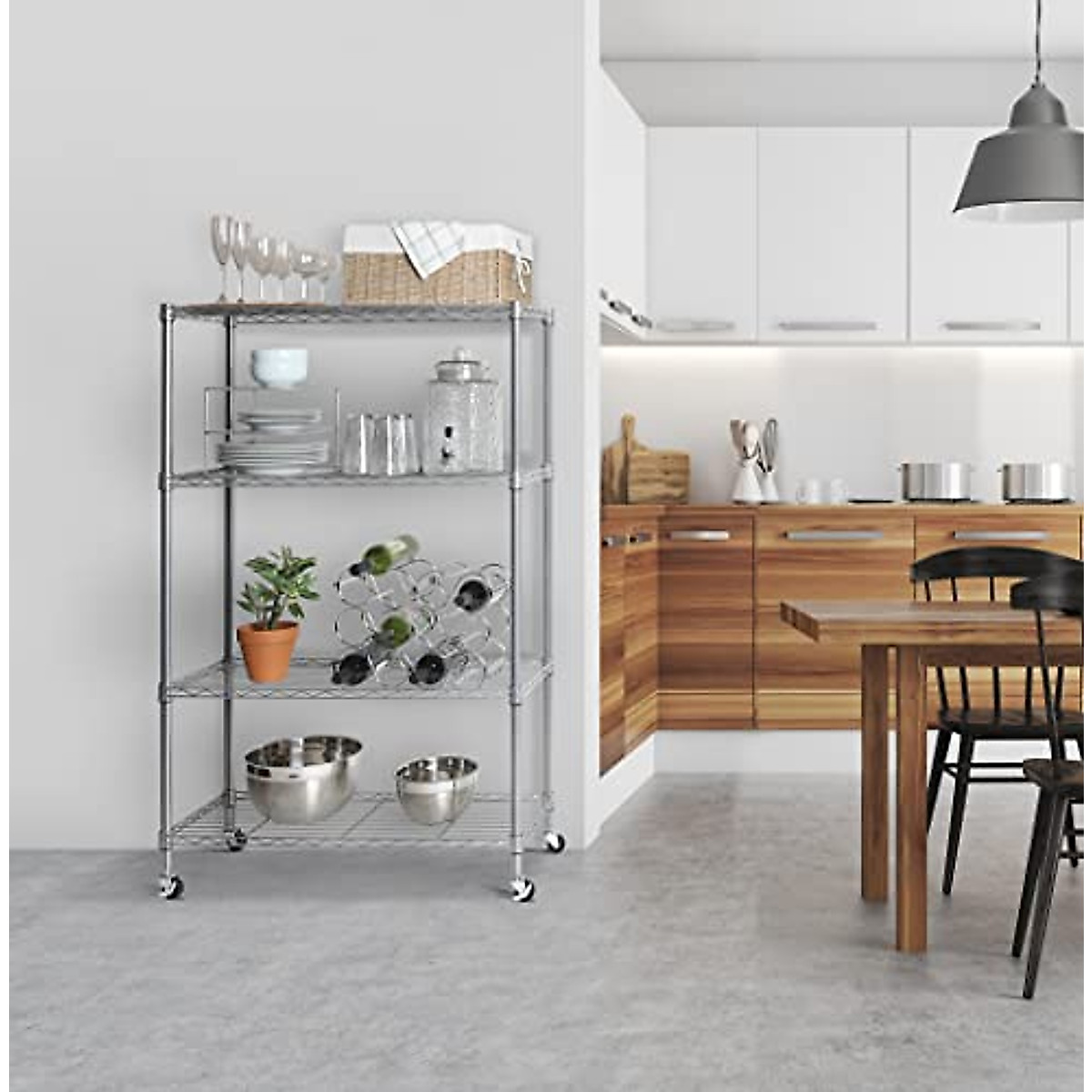 Seville Classics Solid Steel Wire Shelving Storage Unit Adjustable Shelves Organizer Rack, for Home, Kitchen, Office, Garage, Bedroom, Closet, Steel, 4-Tier, 36" W x 14" D