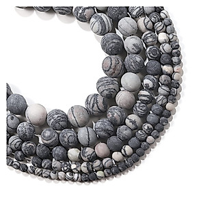 YU 1strand 4/6/8/10/12mm Matte Black Web Jaspers Stone Round Loose Spacer Beads for Bracelet Jewelry Makings Supplies T314 (Color : Web Jaspers Stone, Item Diameter : 10mm)