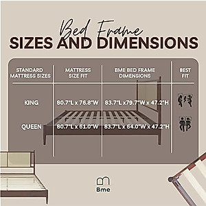 Bme Oliver King Bed Frame and Headboard - 15-Inch Signature Design with Rattan Headboard, Bohemian and Mid Century Style, 12-Slat Wood Support, No Box Spring Needed - Easy Assembly, Walnut